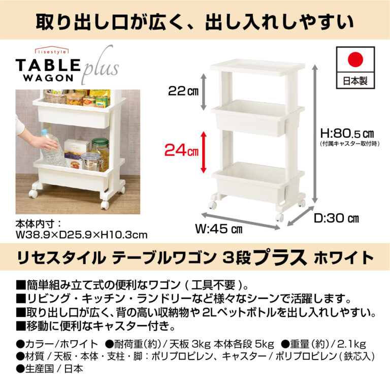 【新商品紹介】リセスタイル テーブルワゴン3段プラス - JEJアステージ株式会社 - Enjoy the Future
